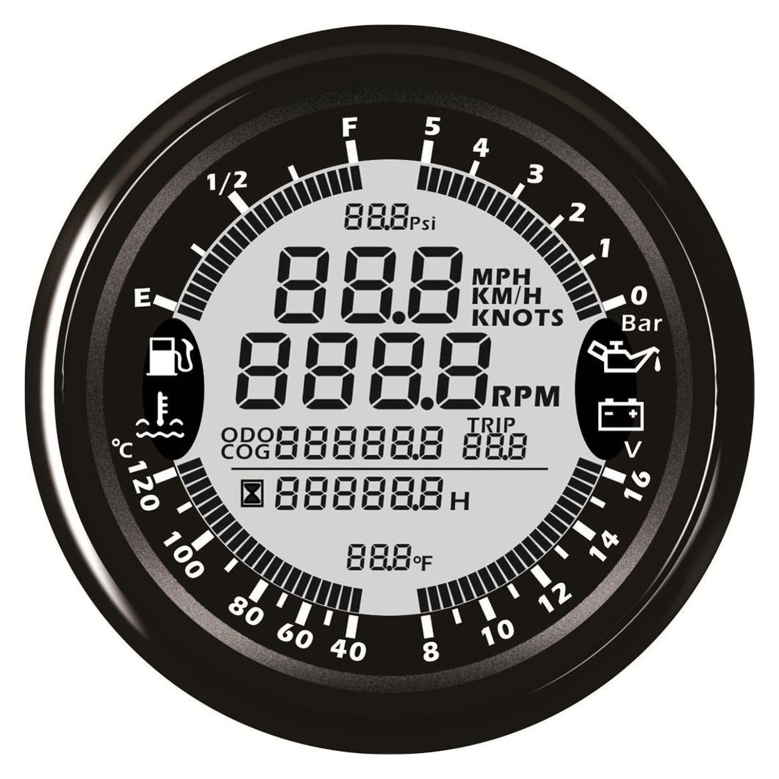 Multifunction Fuel Level Gauges 40~120 Water Temp Meters 0-9900RPM ...
