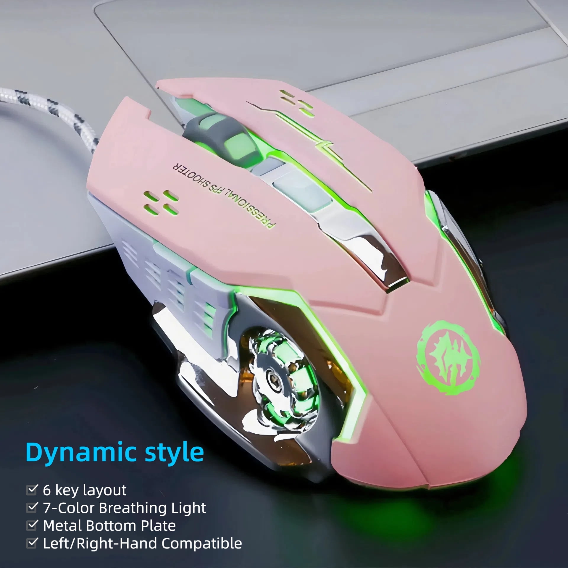 Multifunction Gaming Mouse 7 Buttons Ergonomic RGB Wired for PC Laptop ...