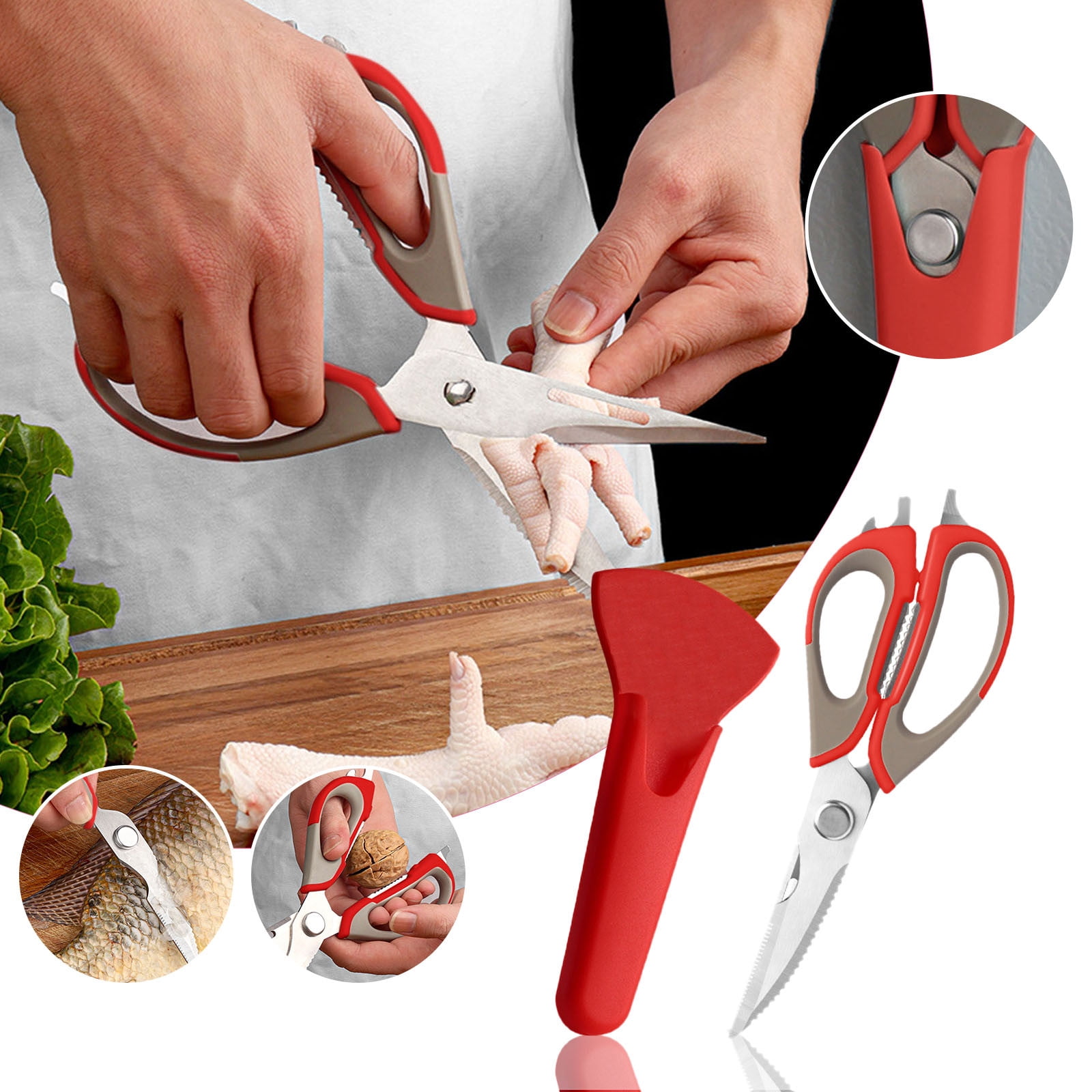 Multifunction Kitchen Food Scissors, Detachable Stainless Steel Heavy ...