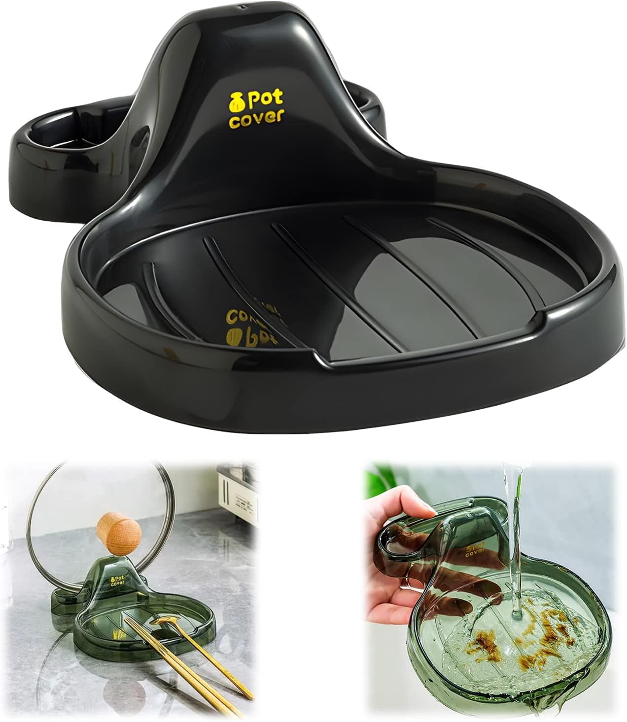Multifunction Kitchen Spatula Rack, Spoon Rest with Lid Holder for ...