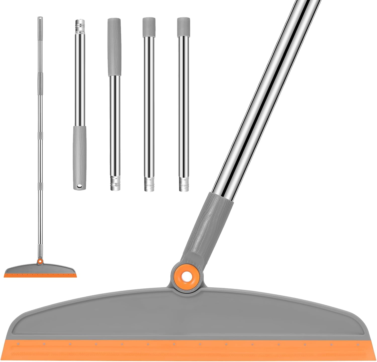 54 Inch Adjustable Long Handle Silicone Floor Squeegee Broom, Sweep and ...