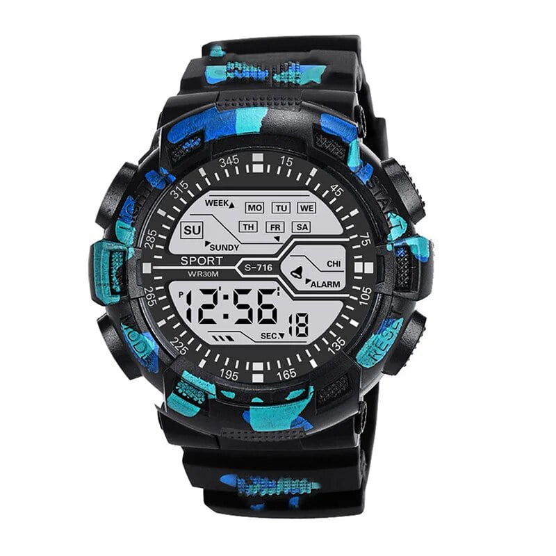 Multifunction Men's Sports Watch LED Digital Watch Big Dial Waterproof ...