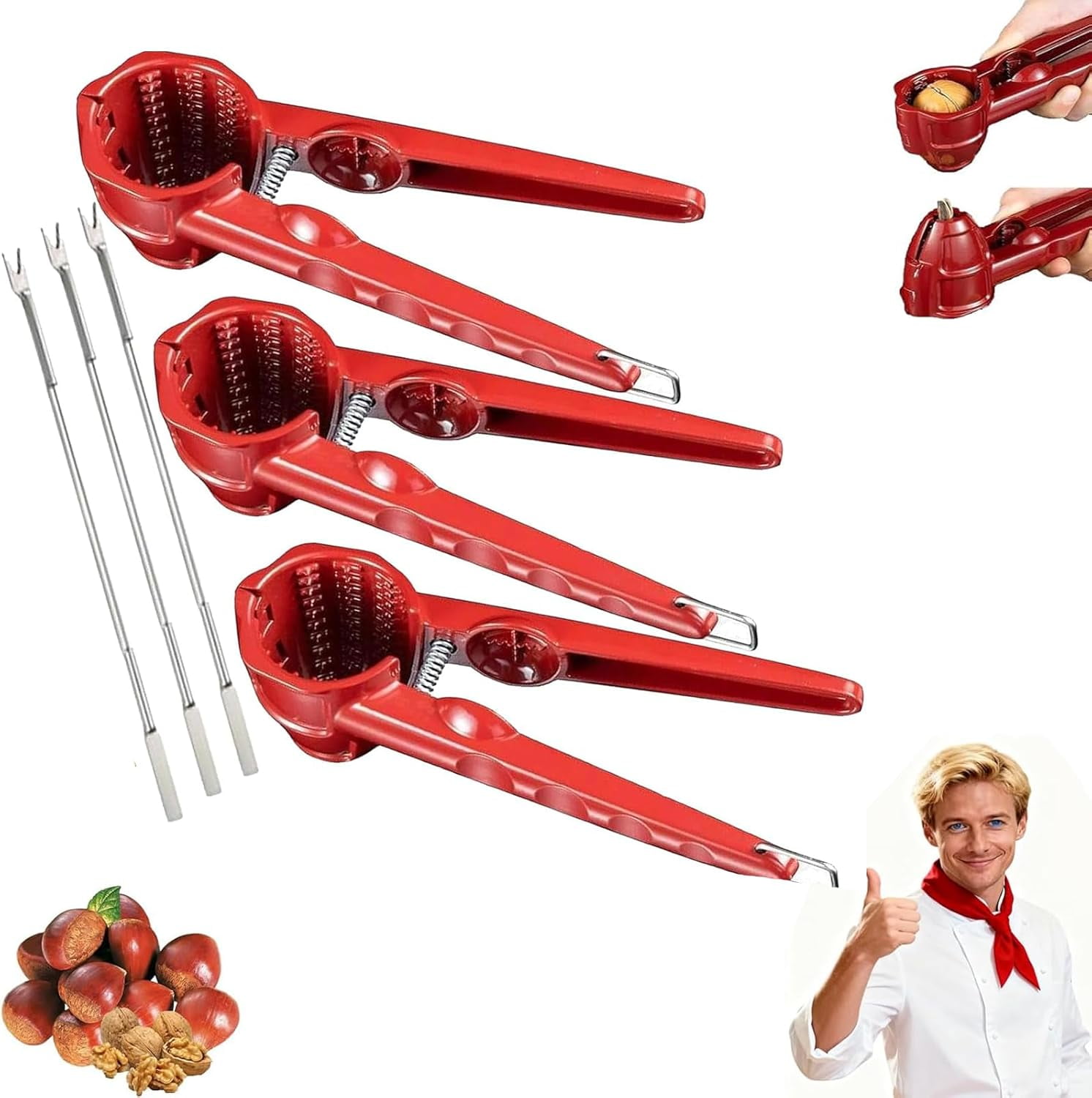 Multifunction Nutcracker with Non Slip Handle, Aluminum Walnut Cracker ...