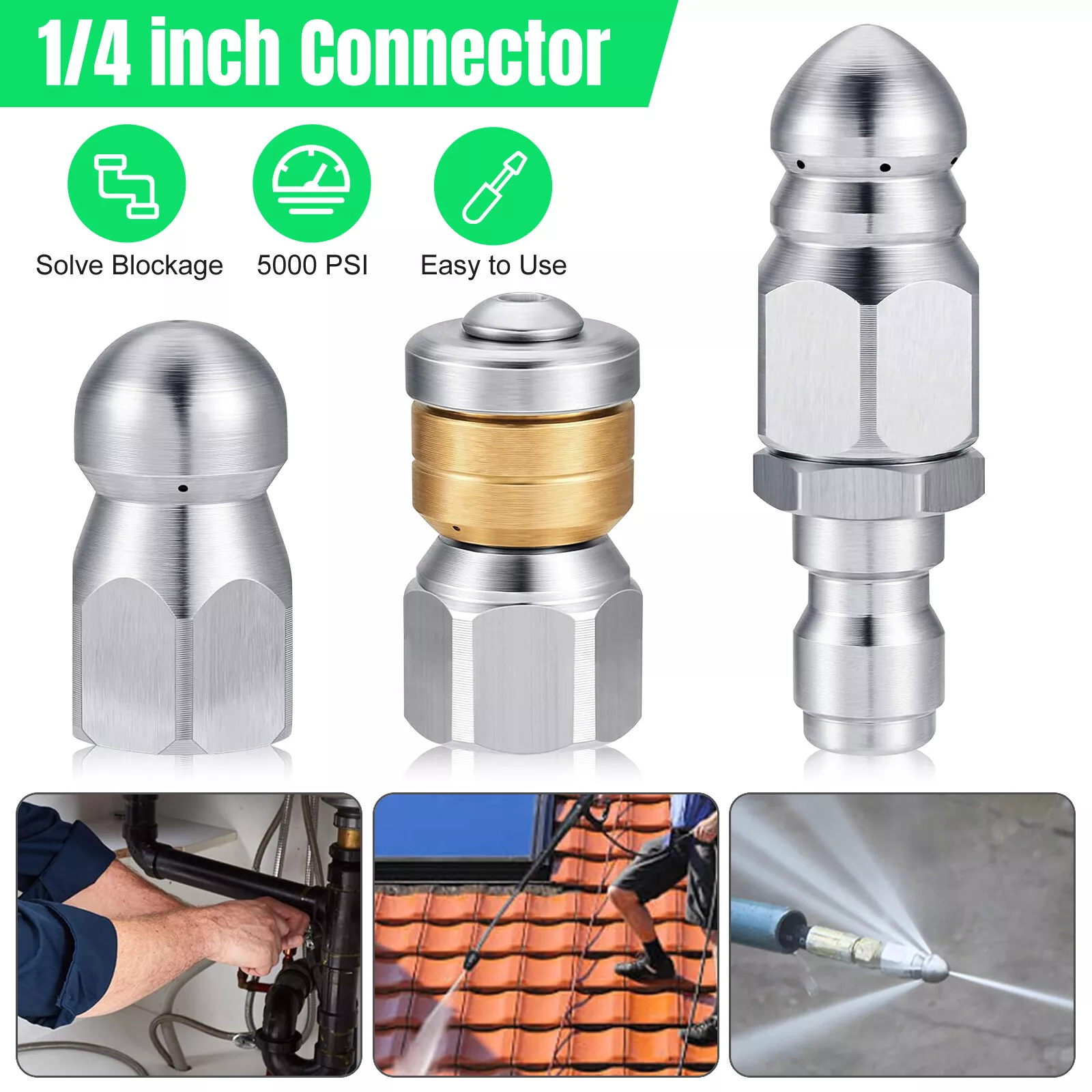 Multifunction Sewer Jetter Nozzle Pressure Washer Drain Jet Hose Nozzle ...