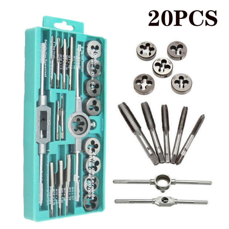 Multifunction Tap and Die Set 12/20Pcs M3-M12 Metric Screw Thread Plugs Hand Screw Taps Straight ...