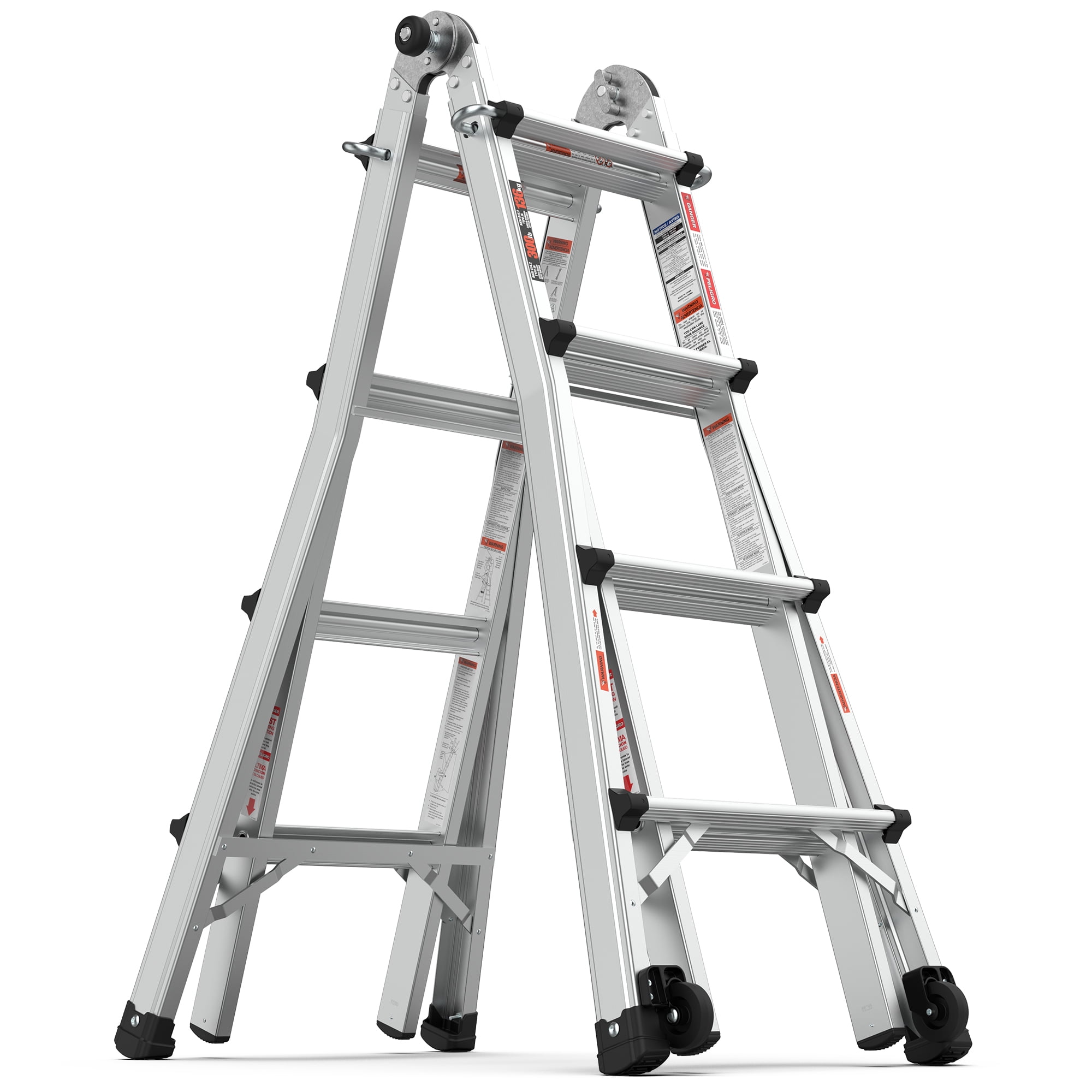 Multifunction Telescoping Ladder with 2 Wheels Extension Ladder with ...