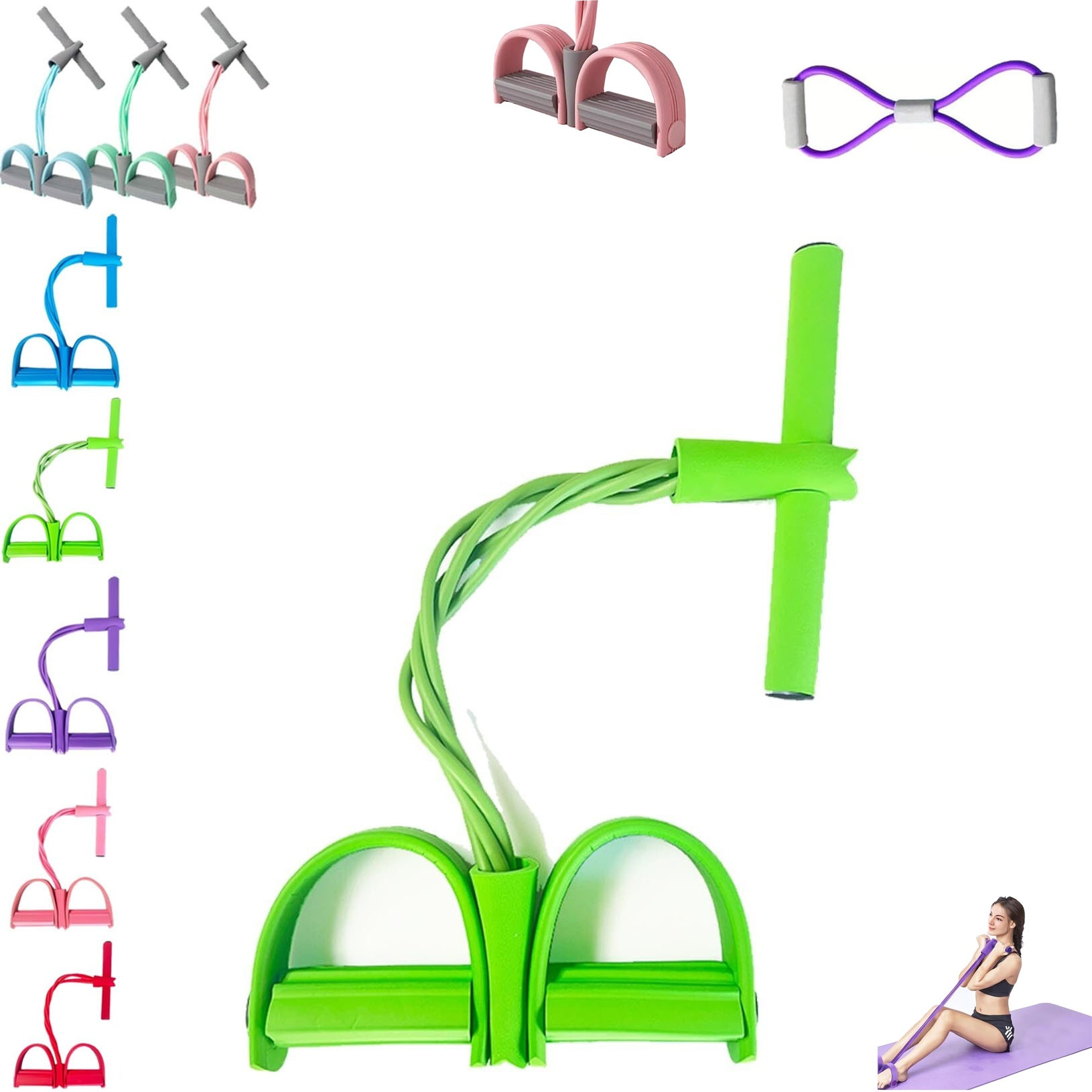 Multifunction Tension Rope 4/6 Tube Sit-Up Puller for Ab, Arm & Leg ...