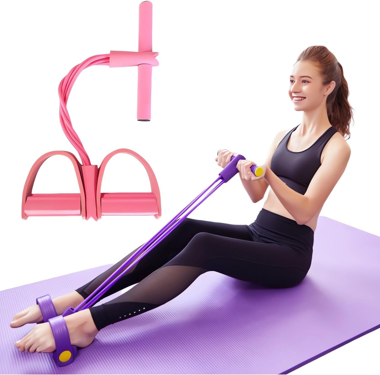 Multifunction Tension Rope, 4-Tube Elastic Yoga Pedal Puller Resistance ...