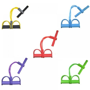 4 Tubes Natural Latex Foot Pedal Elastic Pull Rope with Handle Fitness ...