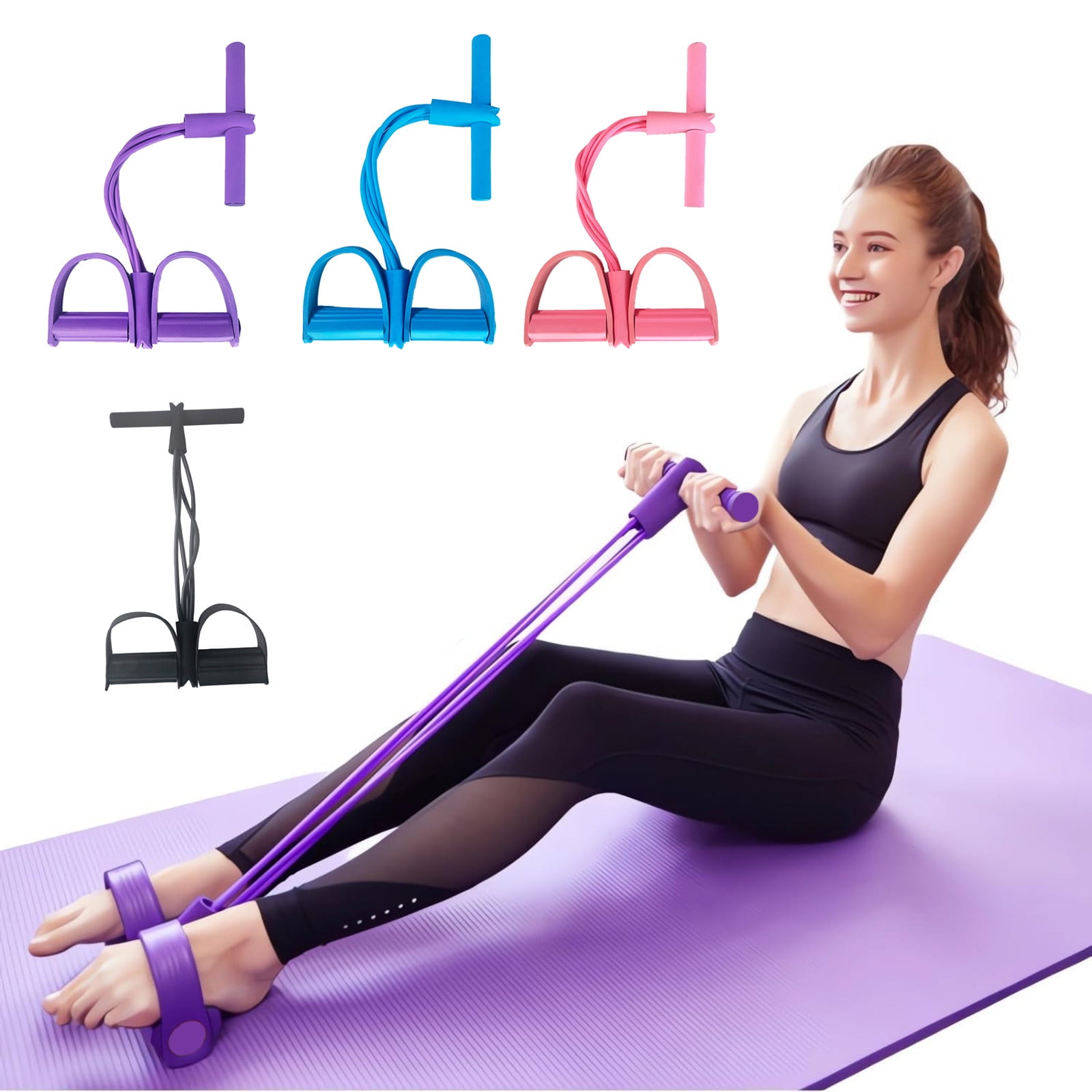 Multifunction Tension Rope, 6-Tube Elastic Yoga Pedal Puller Resistance Band, Natural Latex ...