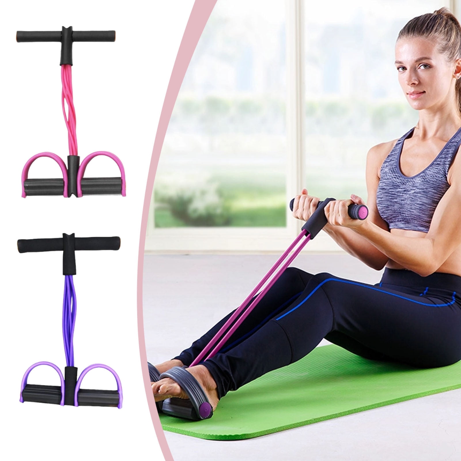 Multifunction Tension Rope for Exercise, 6-Tube Elastic Yoga Pedal Puller 21 Fitness Resistance ...
