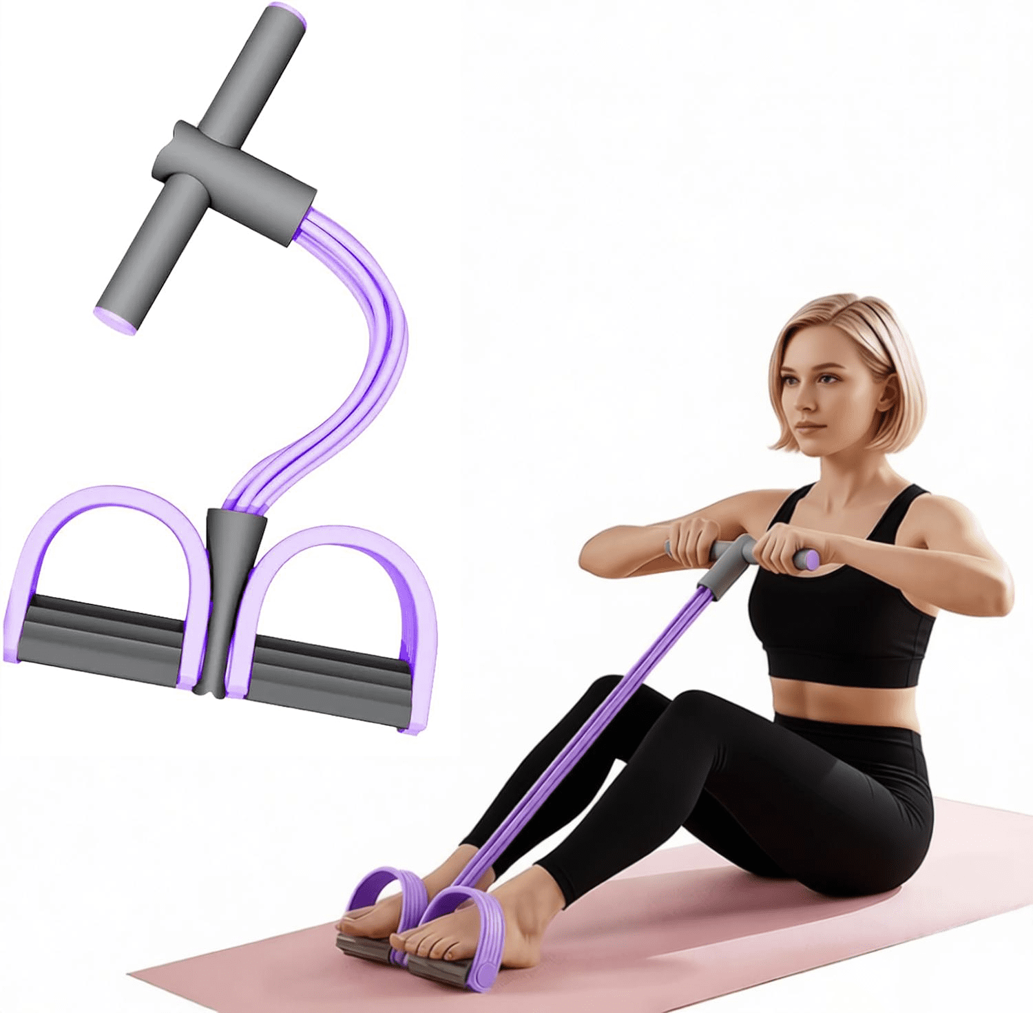 Multifunction Tension Rope with Handles, 6-Tube Elastic Yoga Pedal ...