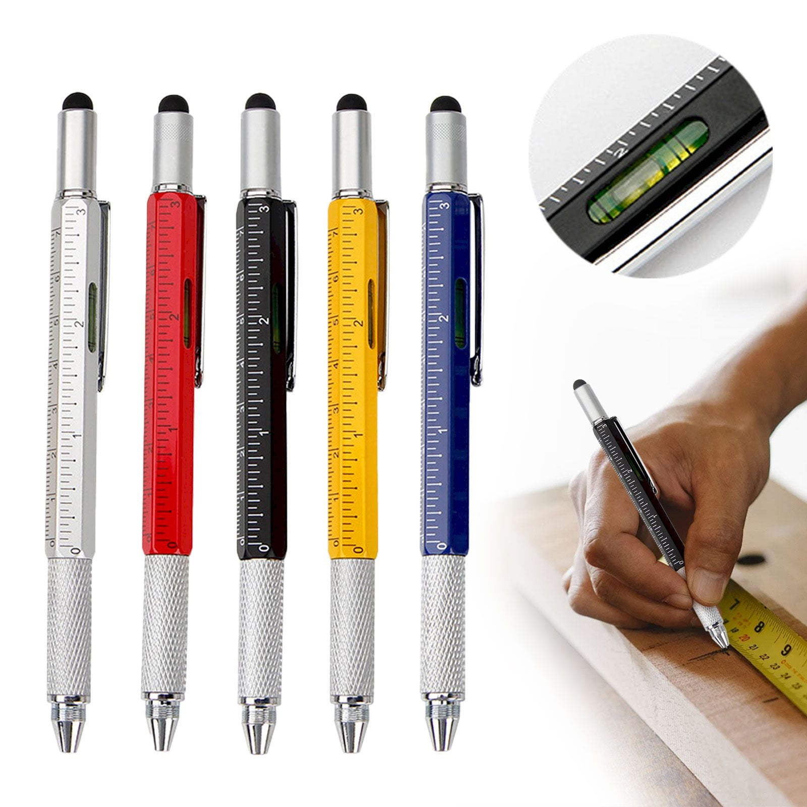 Multifunction Tool Pen, 6 In 1 Multitool Tech Pen with Ruler Level ...