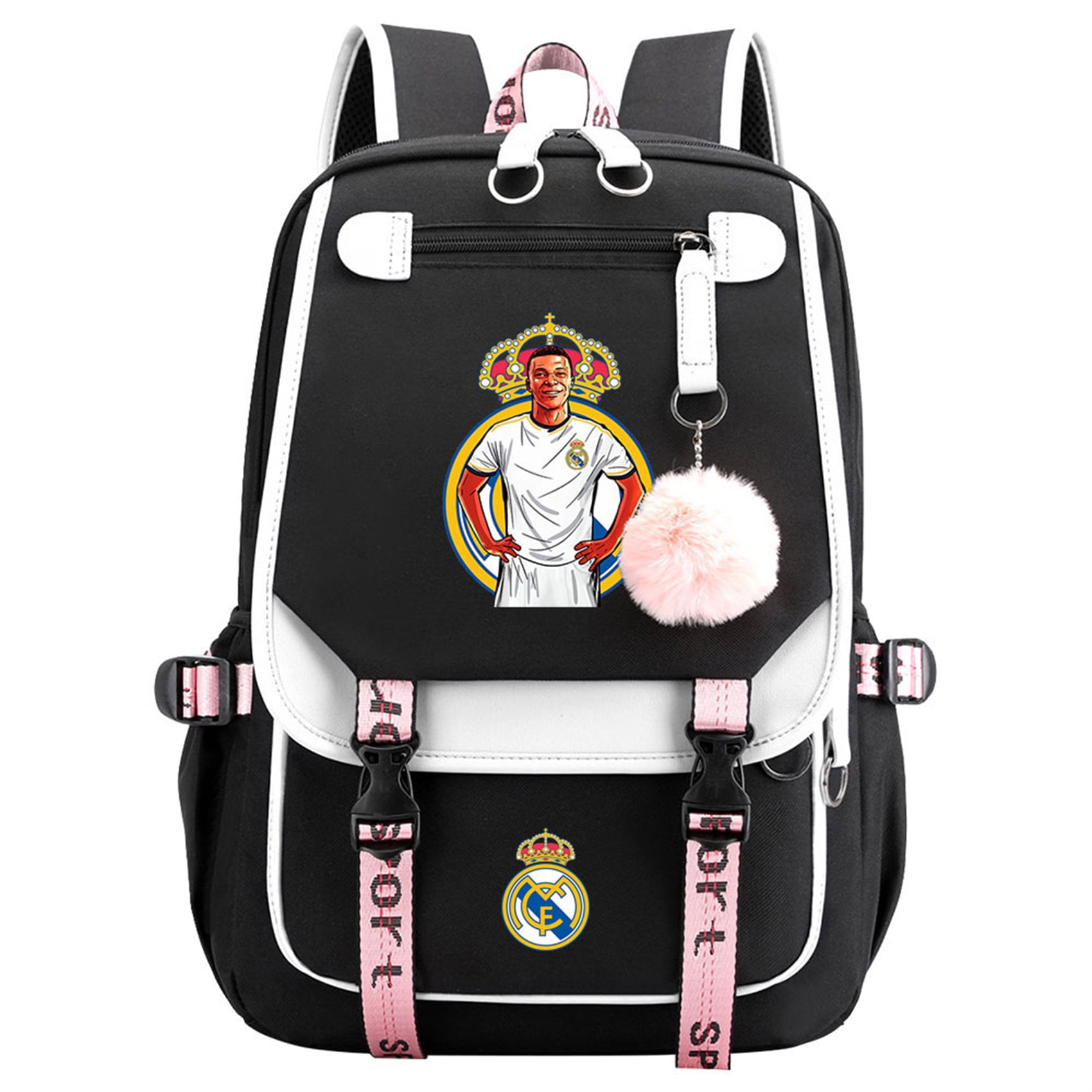 Multifunction Travel Backpack-Football Star Canvas Bookbag-Kylian ...