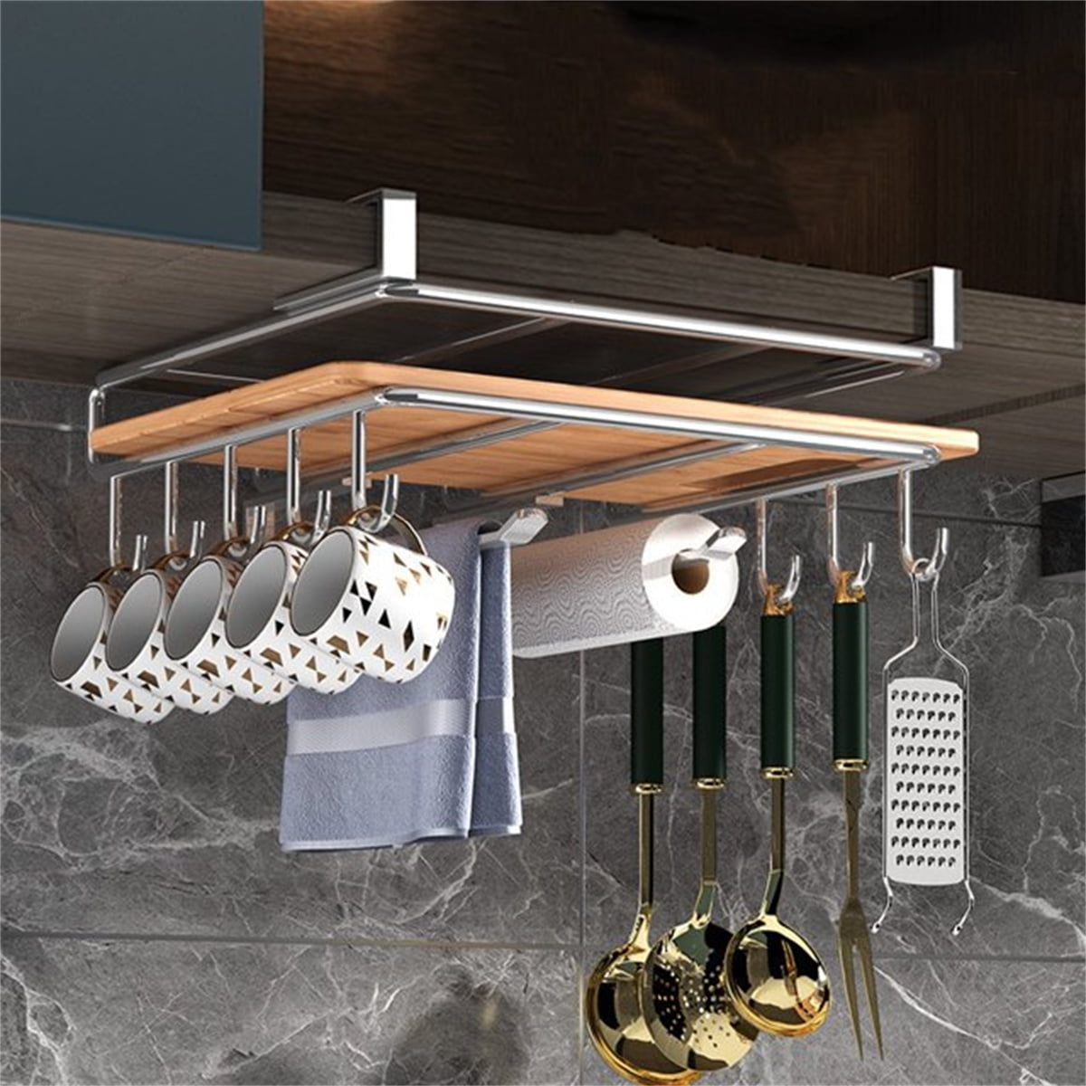 TRIANI Multifunction Under Cabinet Organizer, Stainless Steel Storage ...