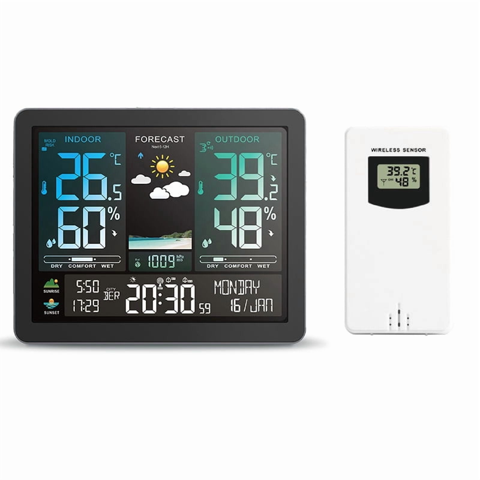 Multifunction Weather Station Alarm Clock Color Screen Sunrise and ...