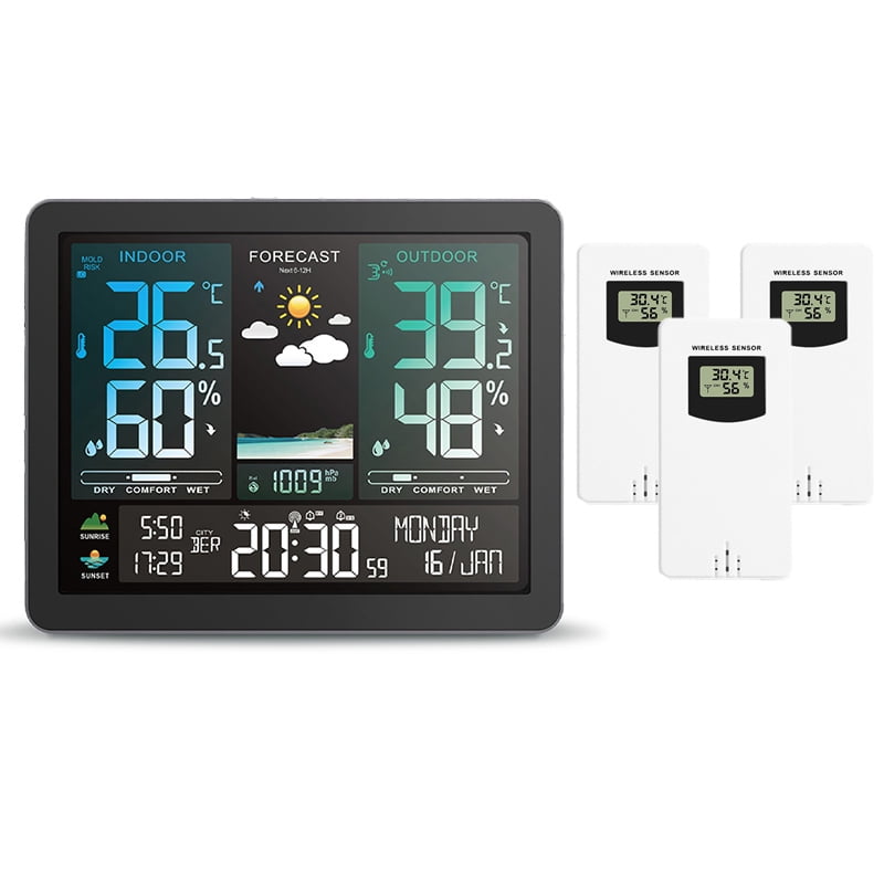 Multifunction Weather Station Alarm Clock Color Screen Sunrise and ...