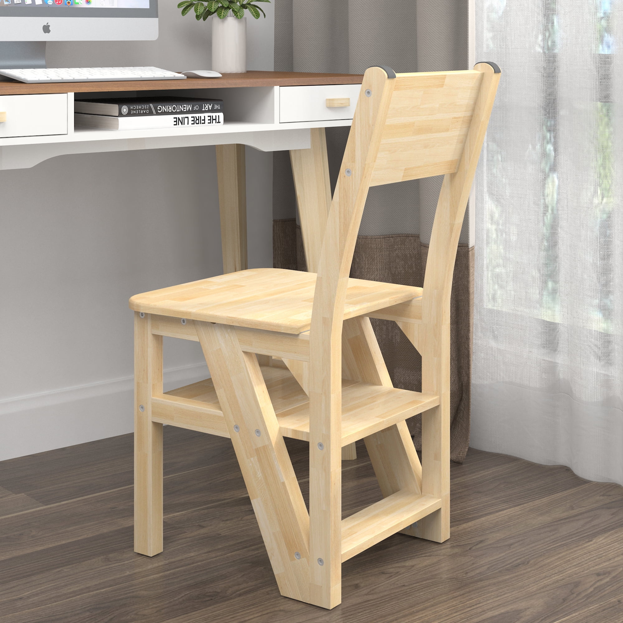 Multifunction Wood Folding Stool,Solid Wood Step Folding Ladder Chair ...