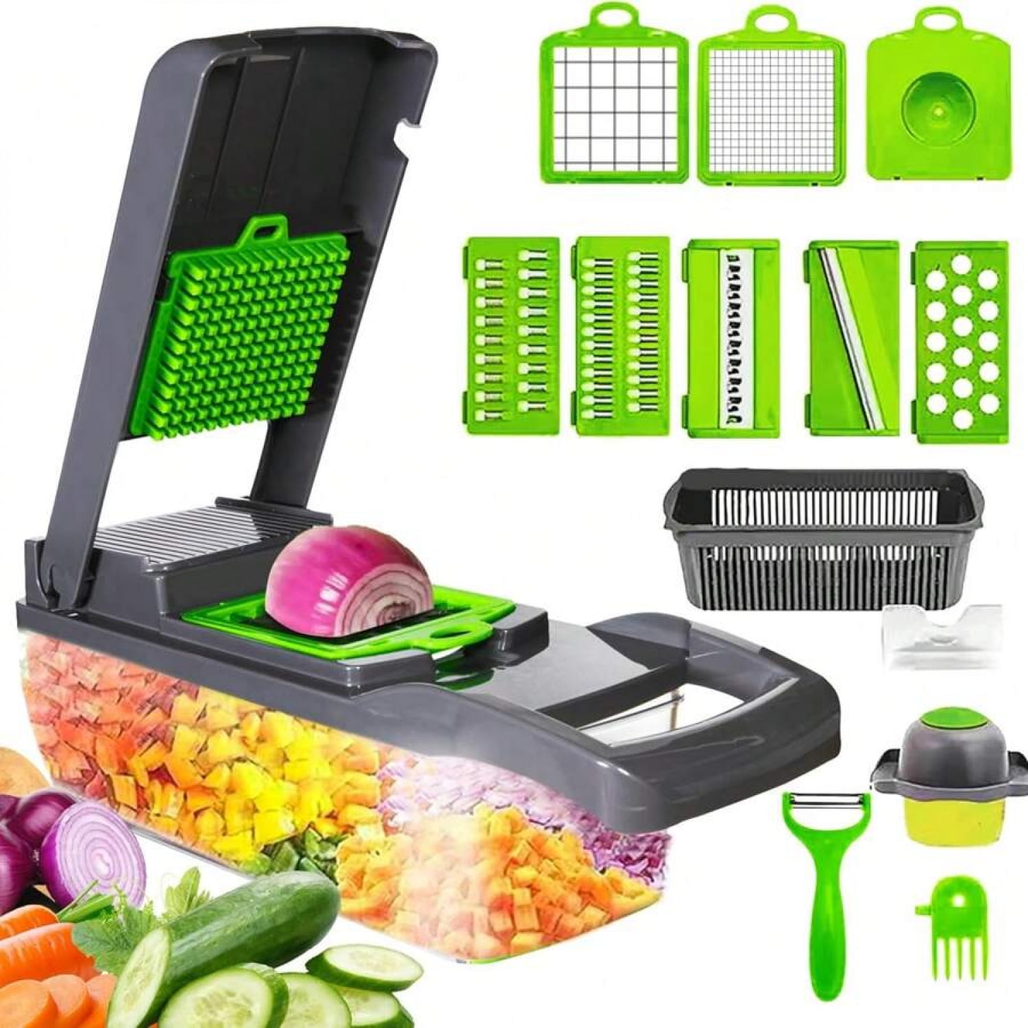 Multifunctional 15-In-1 Food Vegetable Chopper, Cutter Slicer Salad ...