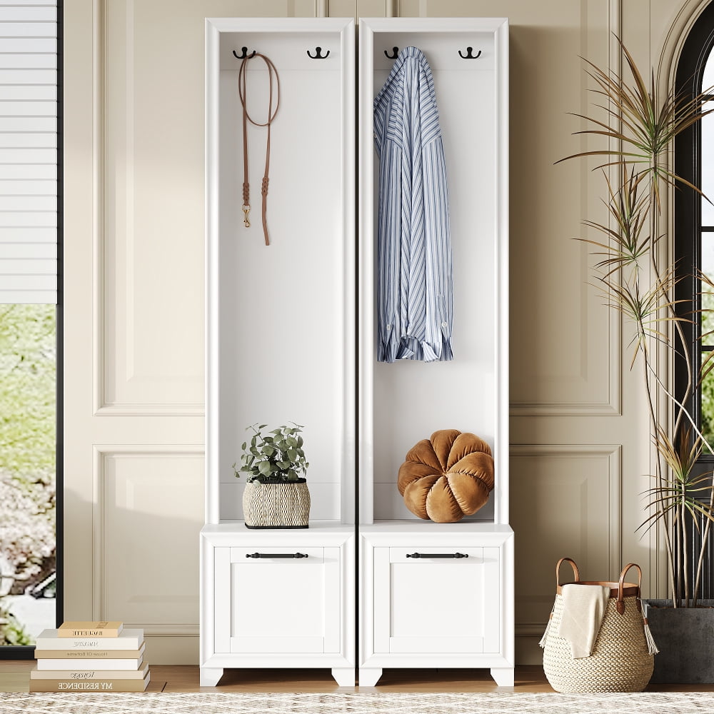 Multifunctional 3-IN-1 Hall Tree (Set of 2) With Black Retro Handles ...