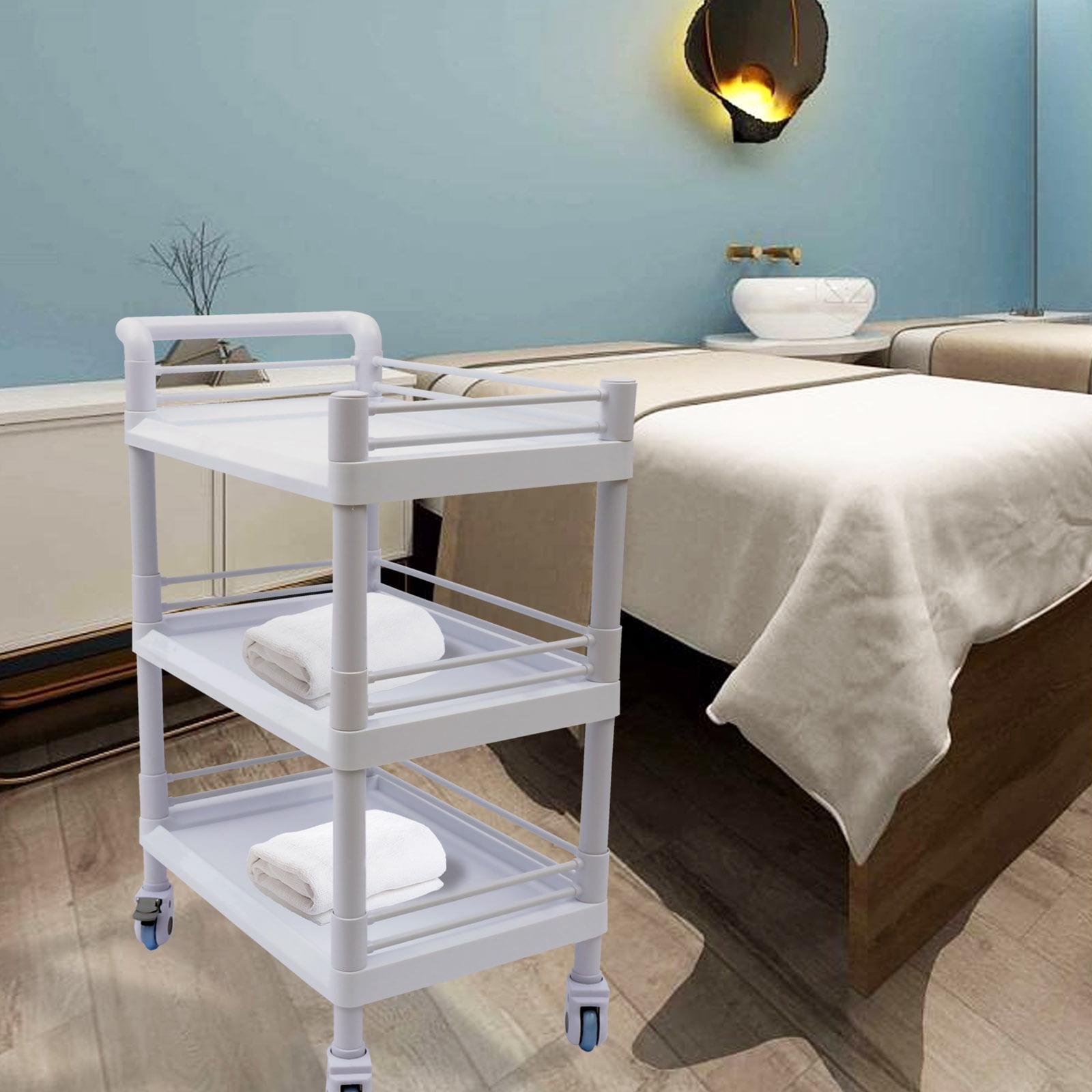 Multifunctional 3-Tier Spa Trolley Cart with Universal Wheels & Brakes ...