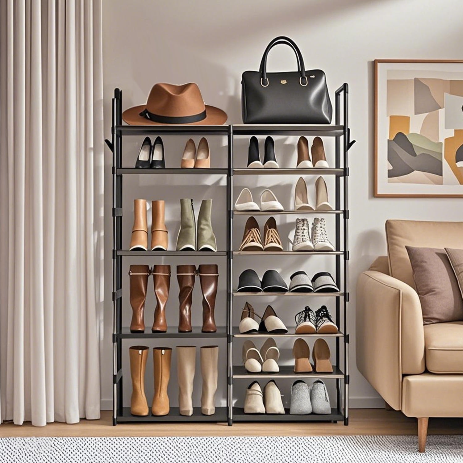Multifunctional 8 Tier Double-Row Shoe Rack for Closet Entryway Shoe ...