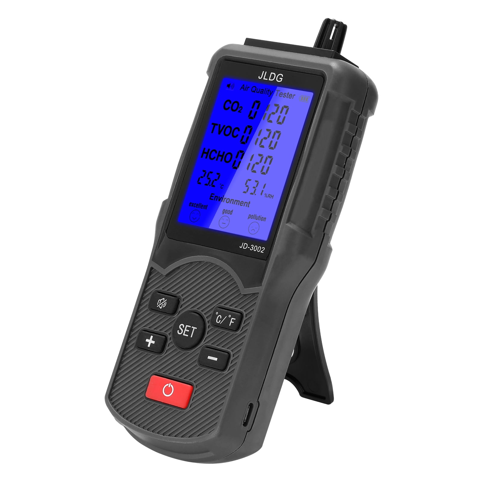 Multifunctional Air Quality Tester CO2 TVOC Meter Temperature Humidity ...