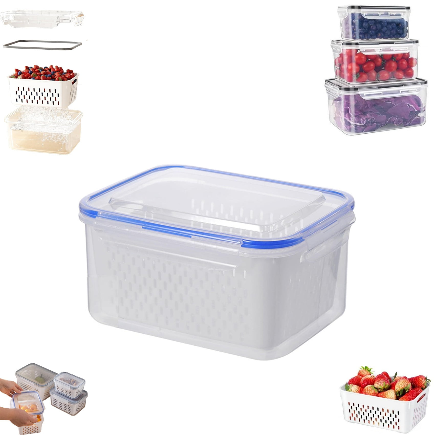 Multifunctional Basin with Drain Basket Portable & Breathable Storage ...