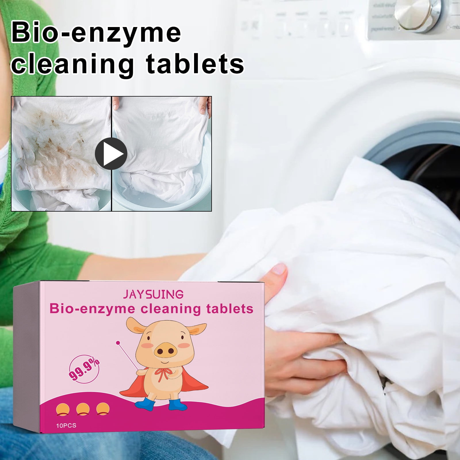 Multifunctional Bioenzyme Cleaning Tablets for Laundry, Clothes, Shoes ...