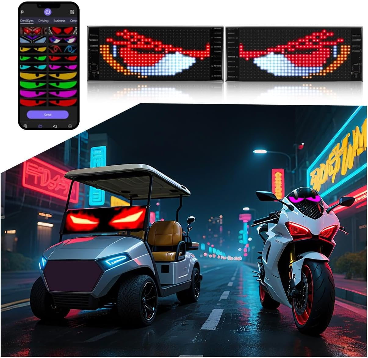 Multifunctional Bright 2 count Devil Eyes /Golf Cart Windshield - 7in x ...