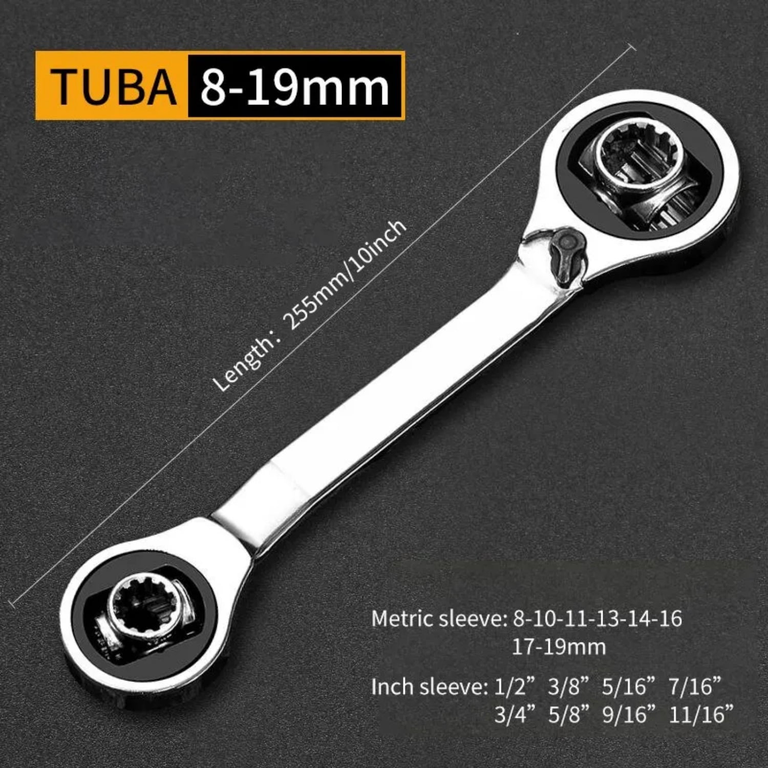 Multifunctional CR-V Ring Rotating Ratchet Wrench Universal Repair Hand ...