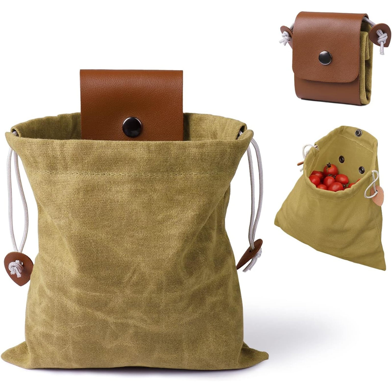 Multifunctional Canvas Foraging Bag For Fruit Vegetable Picking Camping ...