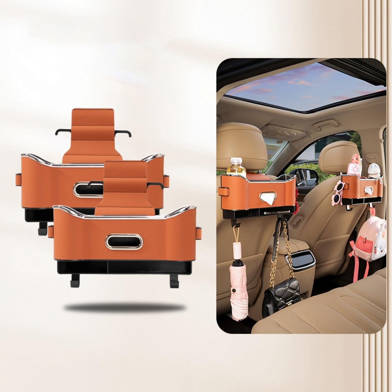 Multifunctional Car Back Seat Organizer with Cup Holder & Tissue ...