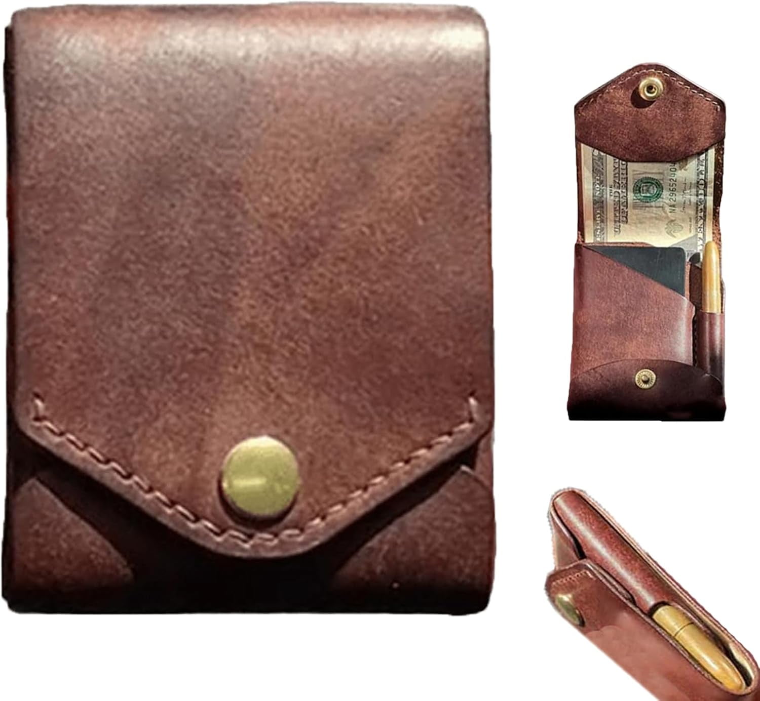 Multifunctional Compact Wallet, Handmade Leather Card Holder/Wallet ...