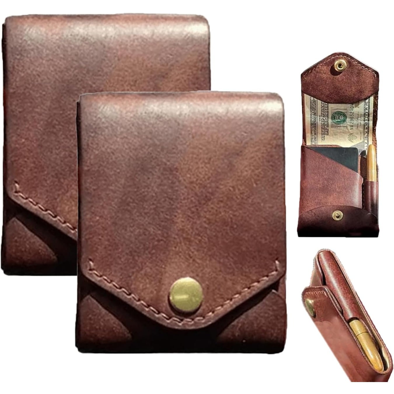 Multifunctional Compact Wallet, Handmade Leather Card Holder/Wallet ...