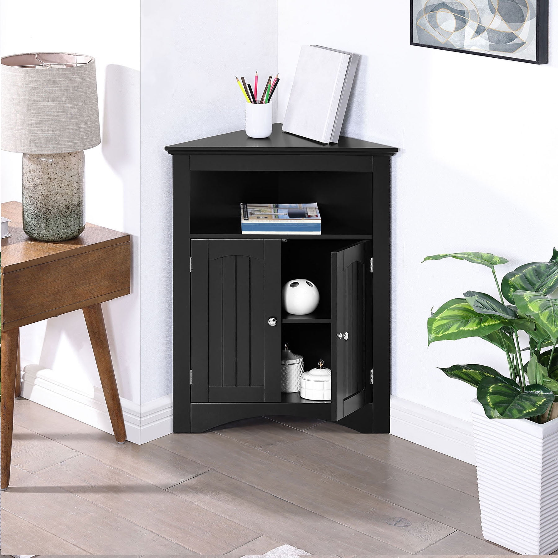 Multifunctional Corner Storage Cabinet with Adjustable Shelves ...