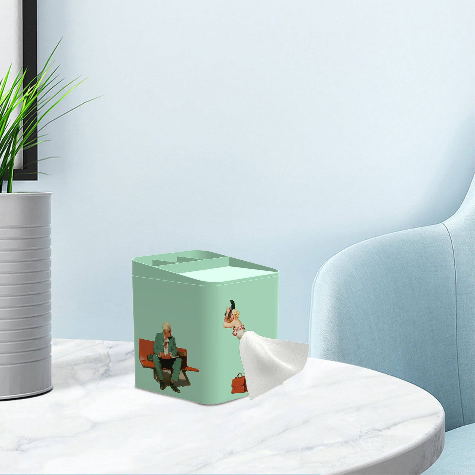 Multifunctional Creative Tissue Box Blue Organizers and Storage, Square ...