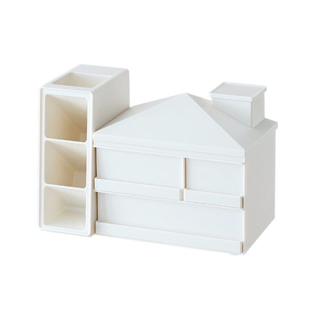 Multifunctional Desk Organiser Slanted Pen Cup with Sliding Drawer ...