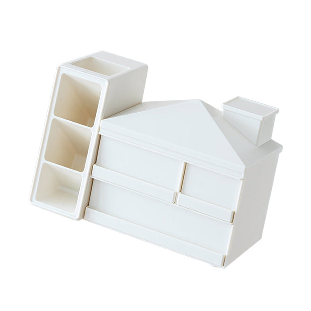 Multifunctional Desk Organiser Slanted Pen Cup with Sliding Drawer for ...