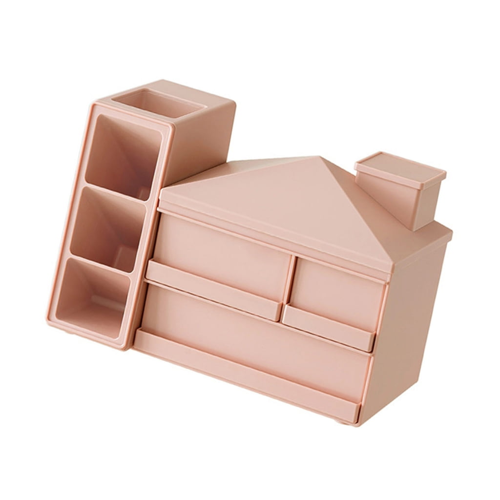 Multifunctional Desk Organiser Slanted Pen Cup with Sliding Drawer for ...