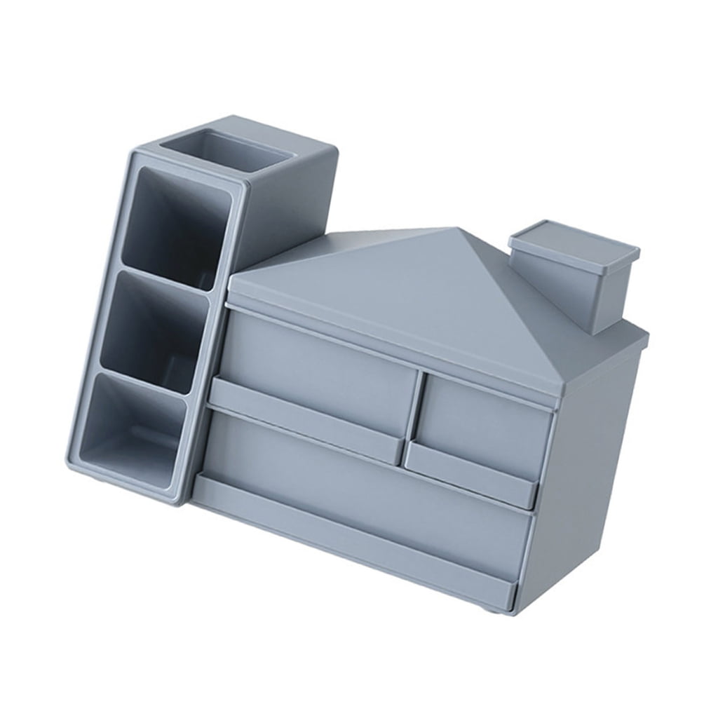 Multifunctional Desk Organiser Slanted Pen Cup with Sliding Drawer for ...