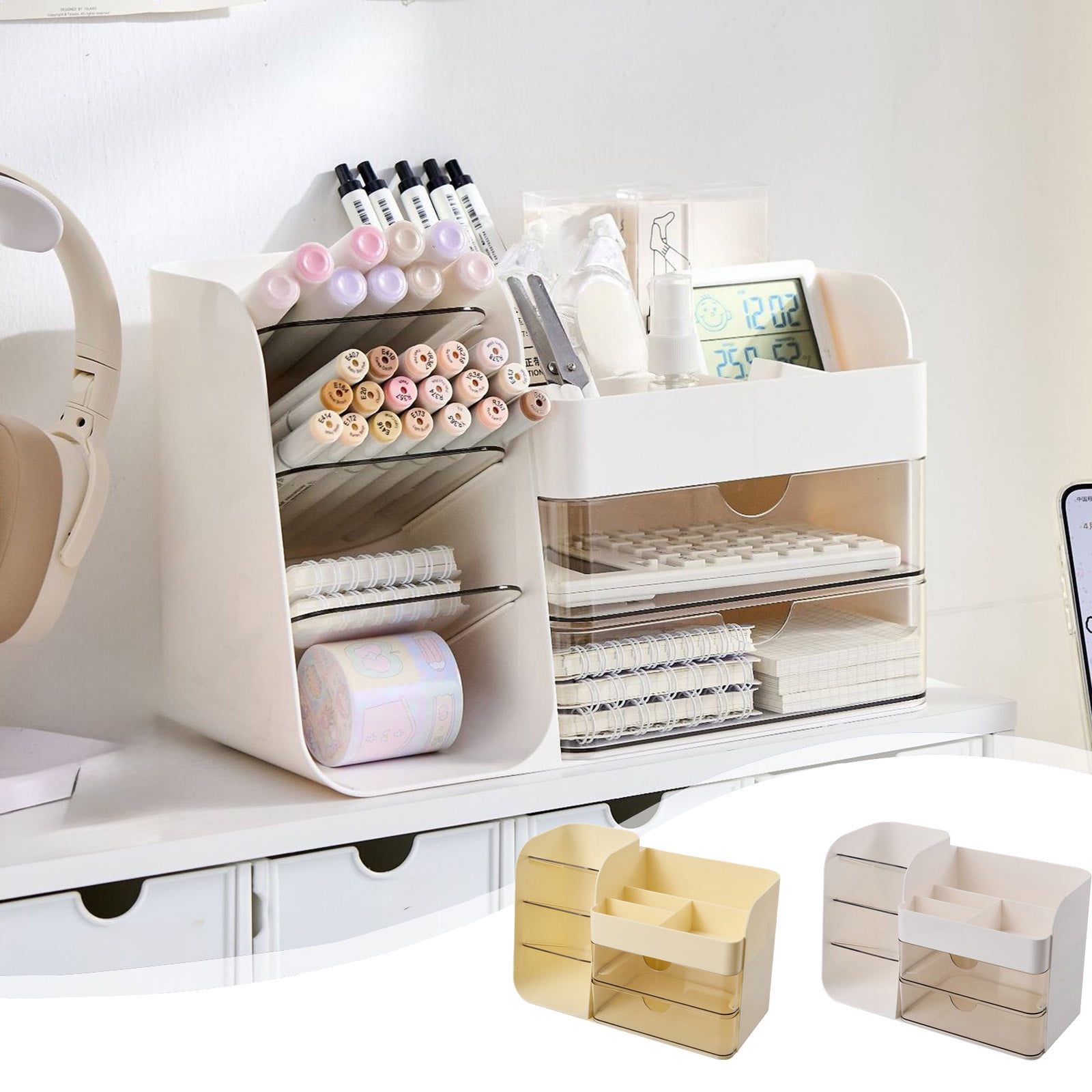 Multifunctional Desk Organizer Caddy | Rotating Office Storage Tray ...