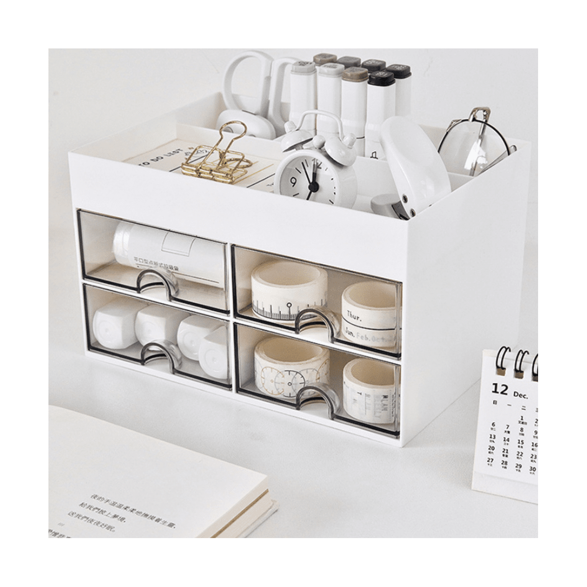 Multifunctional Desk Organizer, Desk Organizer with 4 Drawers Desk ...