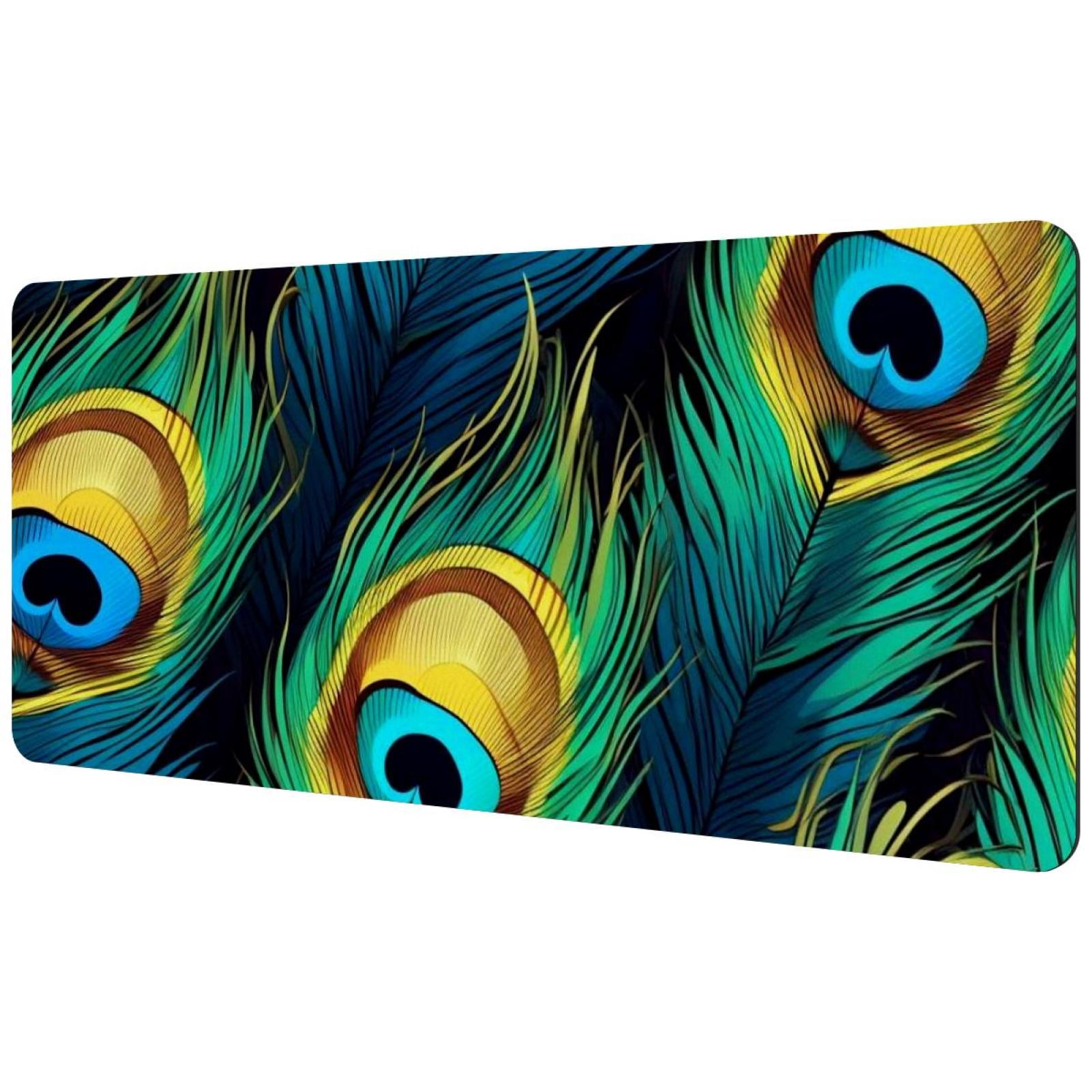 Multifunctional Desk Pad, Peacock Feather Green Desk Blotter Protector ...