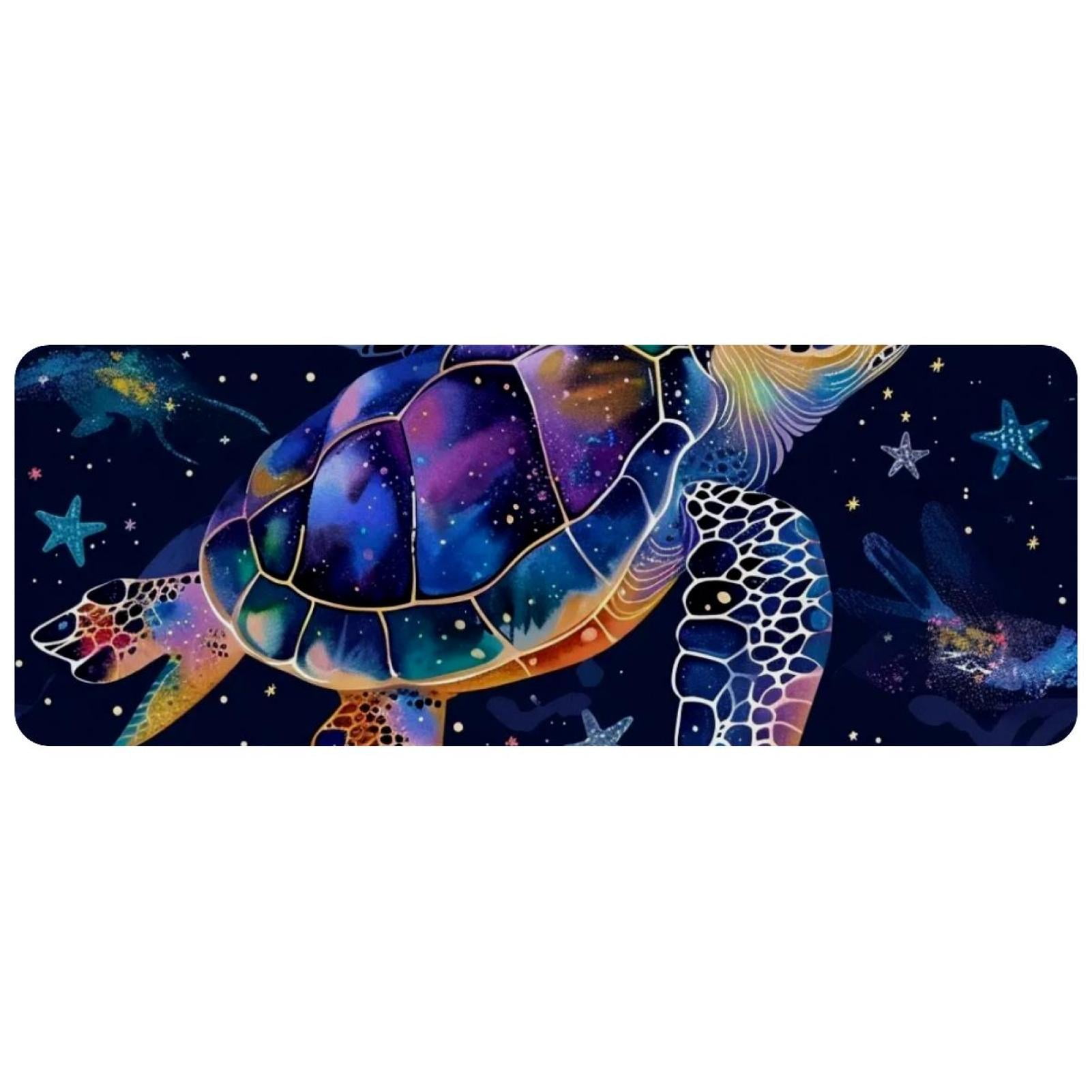 Multifunctional Desk Pad, Starry Sky Colorful Sea Turtle Desk Blotter ...