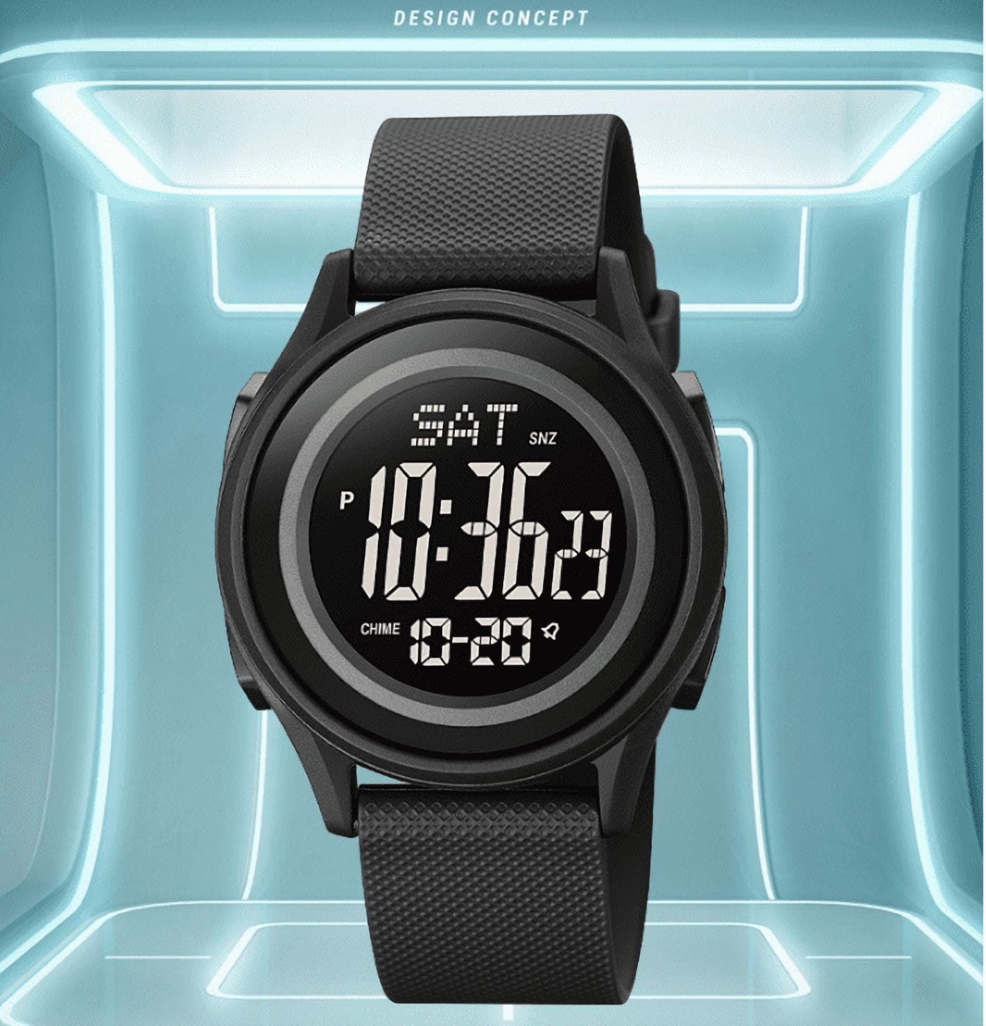 Multifunctional Digital Watch, LED Backlight Stopwatch Alarm Watch ...