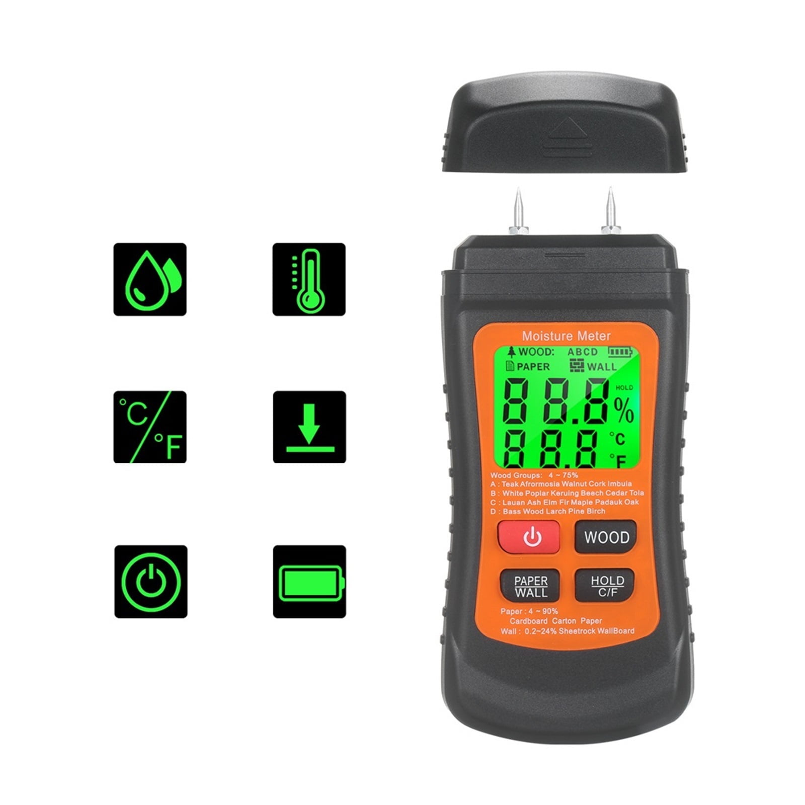 Multifunctional Digital Wood Moisture Meter Two Needle Wall Cardboard ...