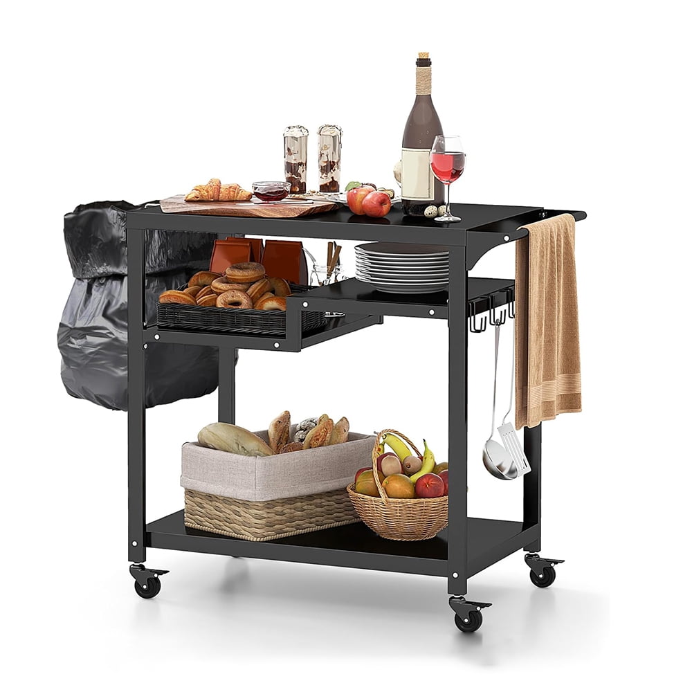 Multifunctional Dining Cart Work Table, Outdoor Grill Cart, Pizza Oven ...