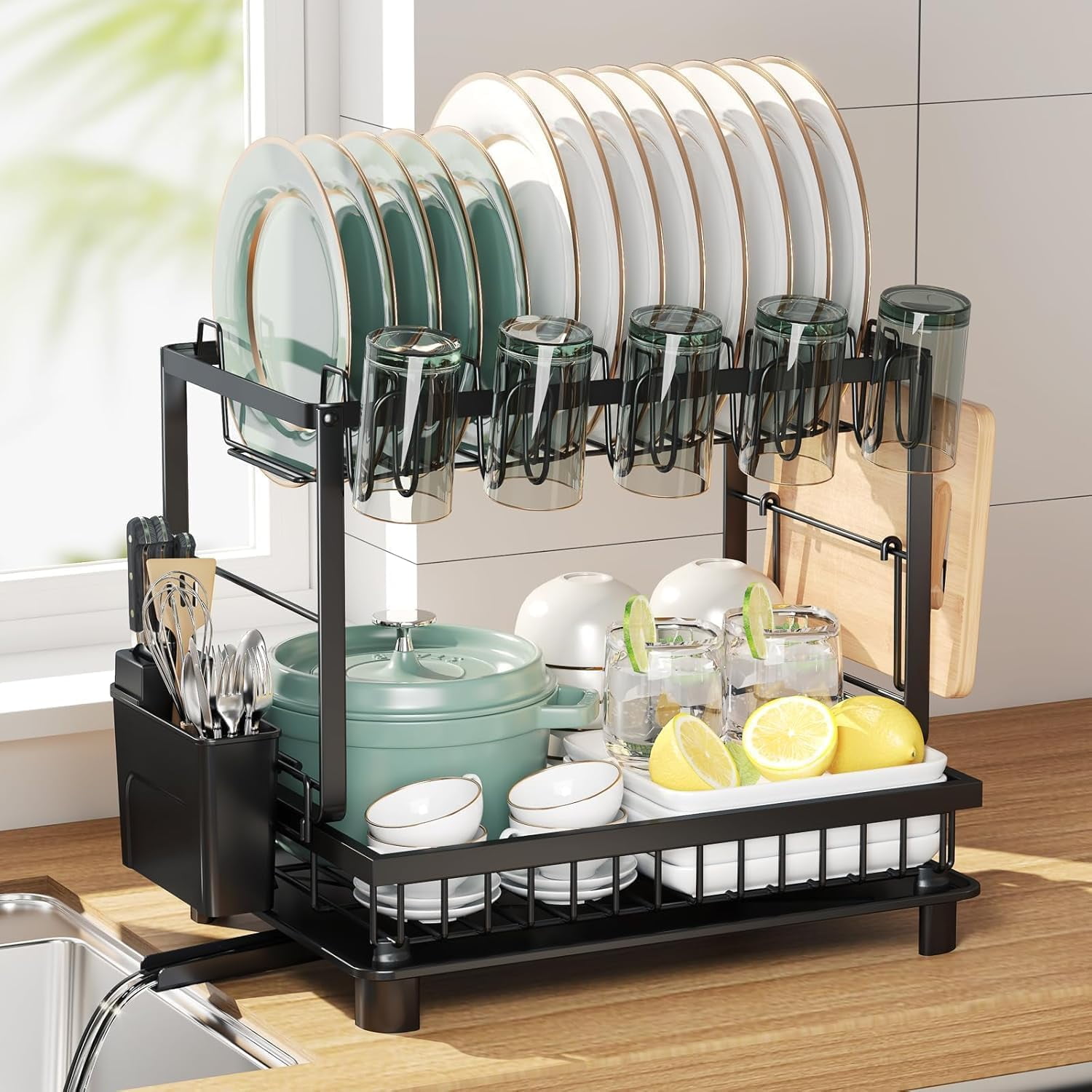 Multifunctional Dish Drying Rack - Rustproof, 2-Tier Dish Racks with ...