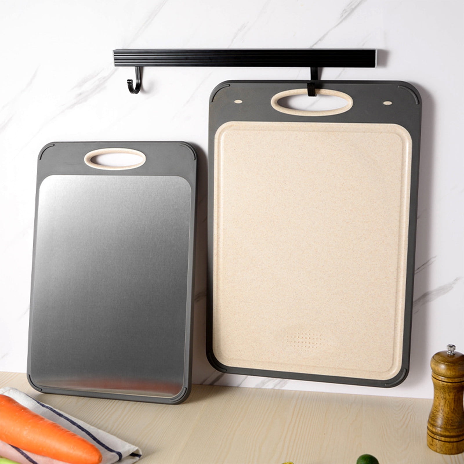 Multifunctional Double-Sided Chopping Board, Food-Safe Stainless Steel ...